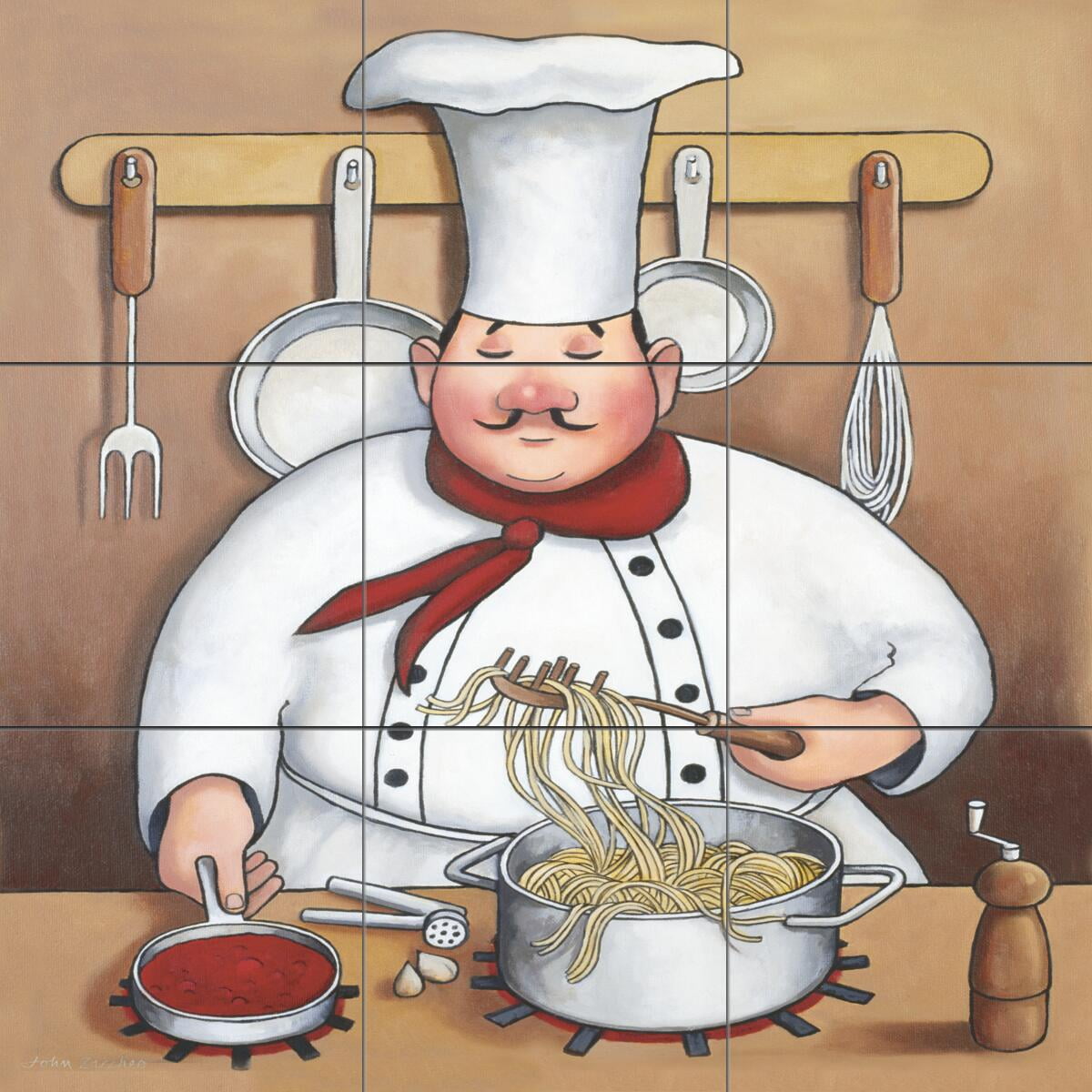 Tile Mural Kitchen Backsplash - Chef 1 - by John Zaccheo - Walmart.com