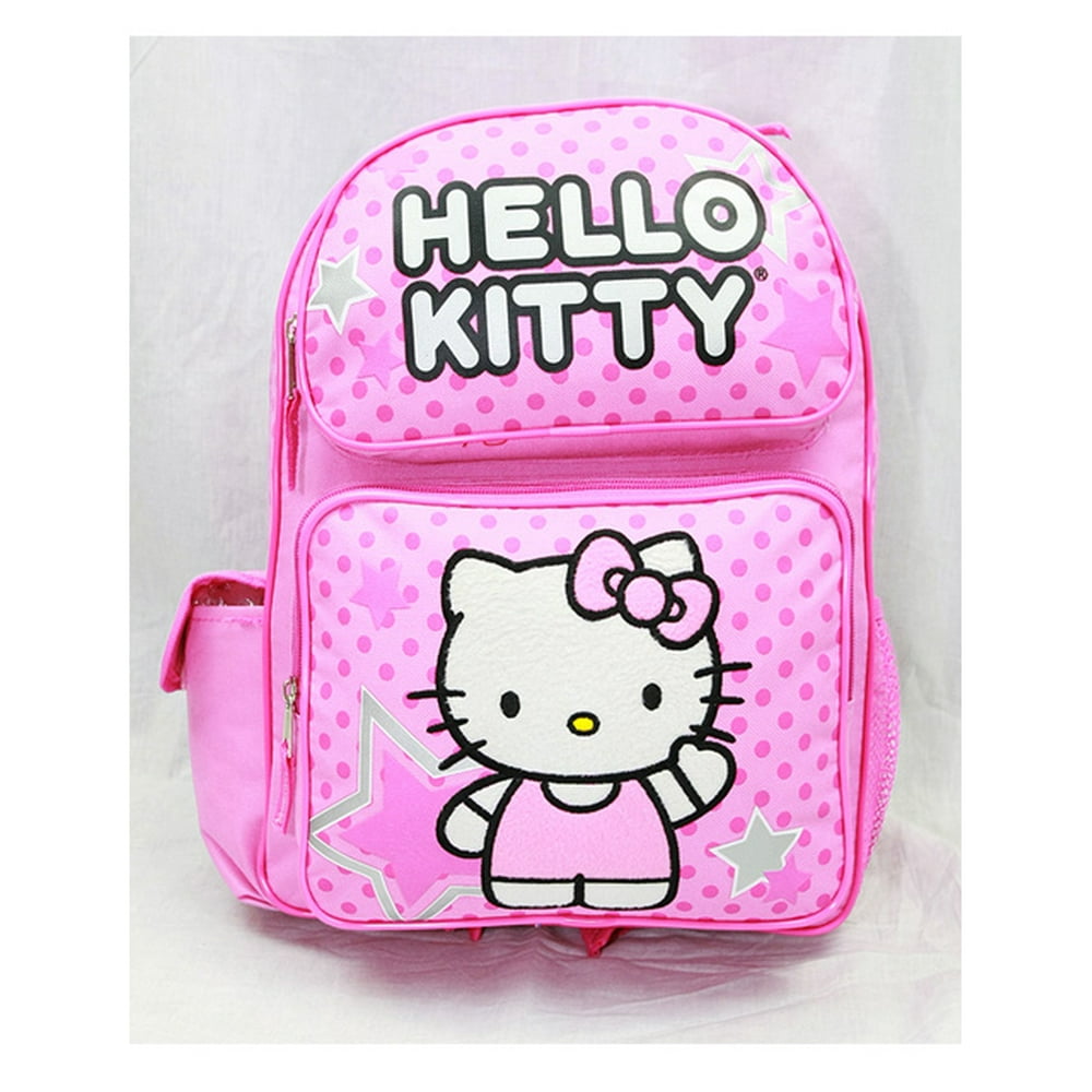 Hello Kitty - Backpack - - Pink Stars & Dot Sitting (Large School Bag ...