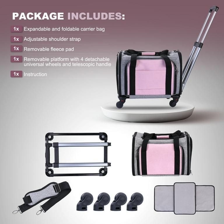Travel Cat Carrier MIU COLOR Pet Carrier With Wheels - Airline Approved ...