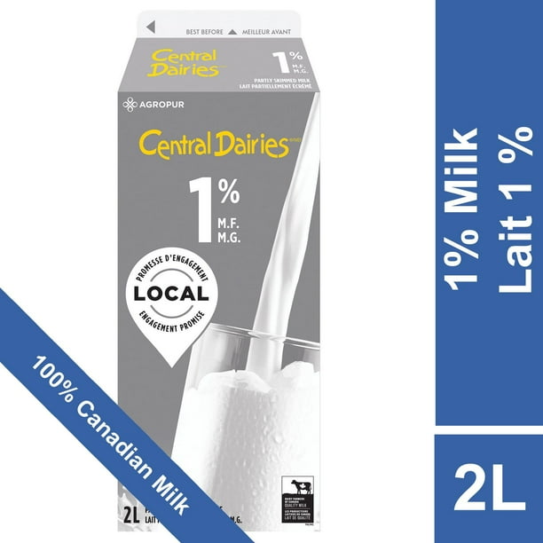 Central Dairies Partly Skimmed 1% Milk, 2 L - Walmart.ca