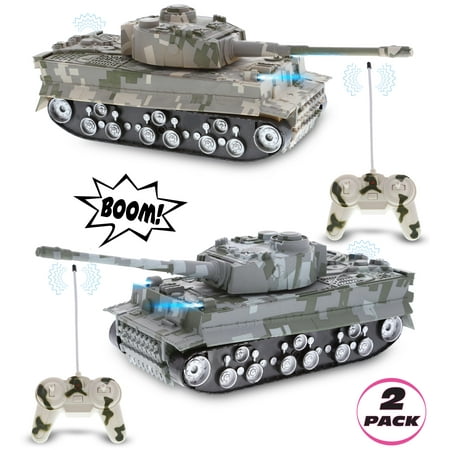 Mozlly Remote Control Tanks with Lights & Sound Effects Set - Military ...