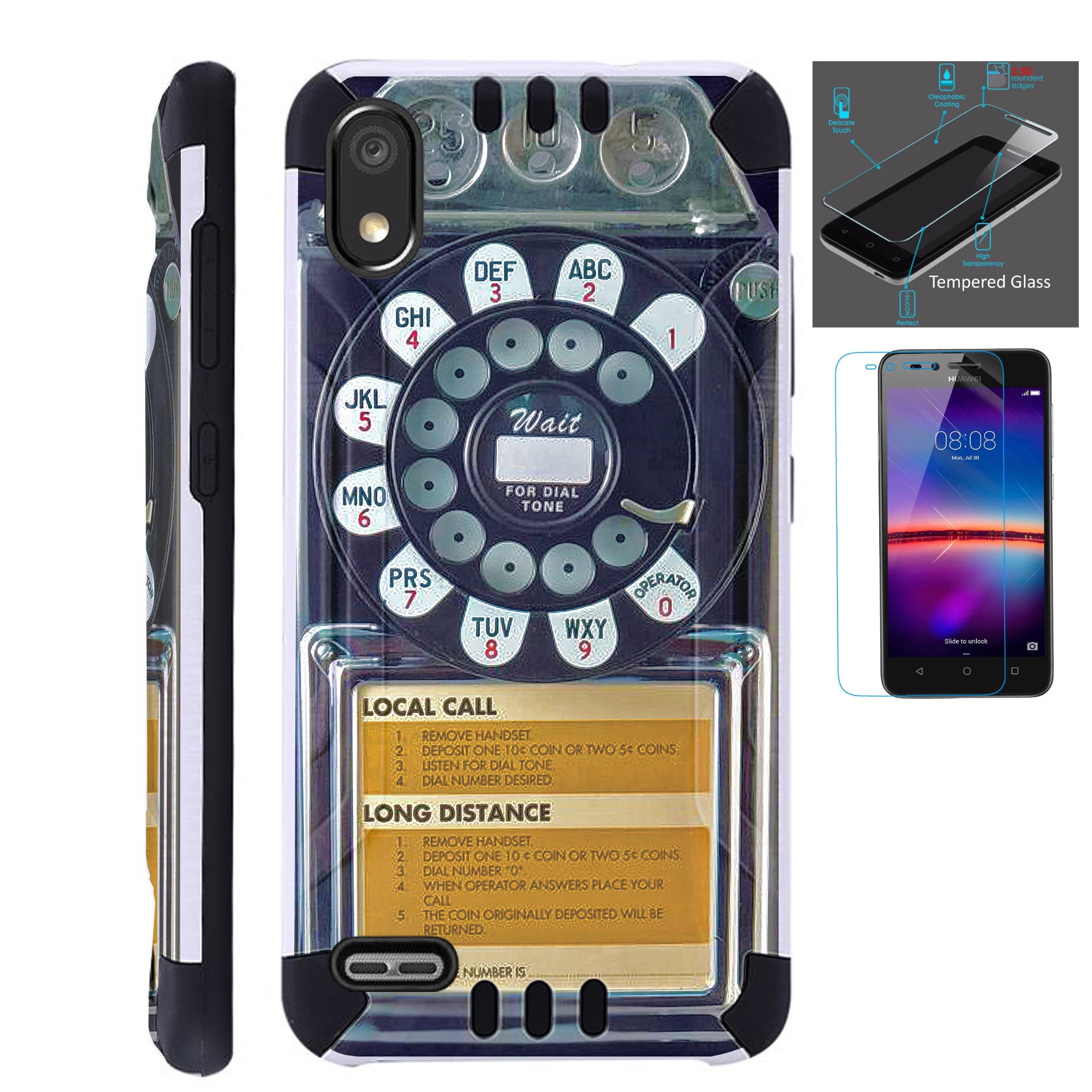 Compatible with TCL A2 + Screen Protector Brushed Metal Texture Hybrid ...