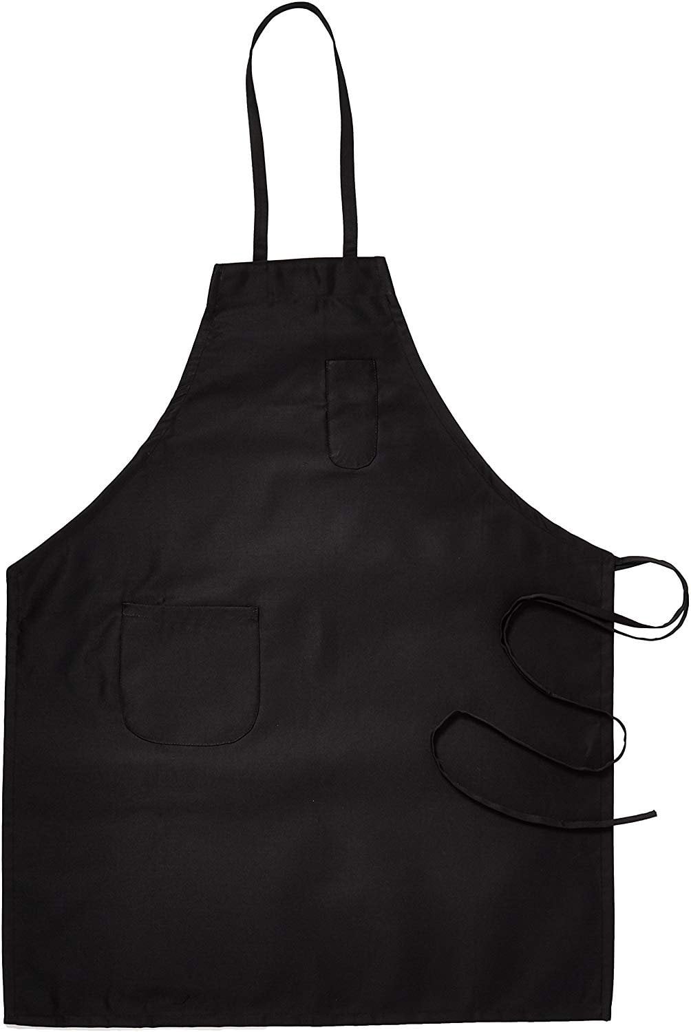 Winco BA-PBK Full Length Bib Apron with Pocket, Black - Walmart.com