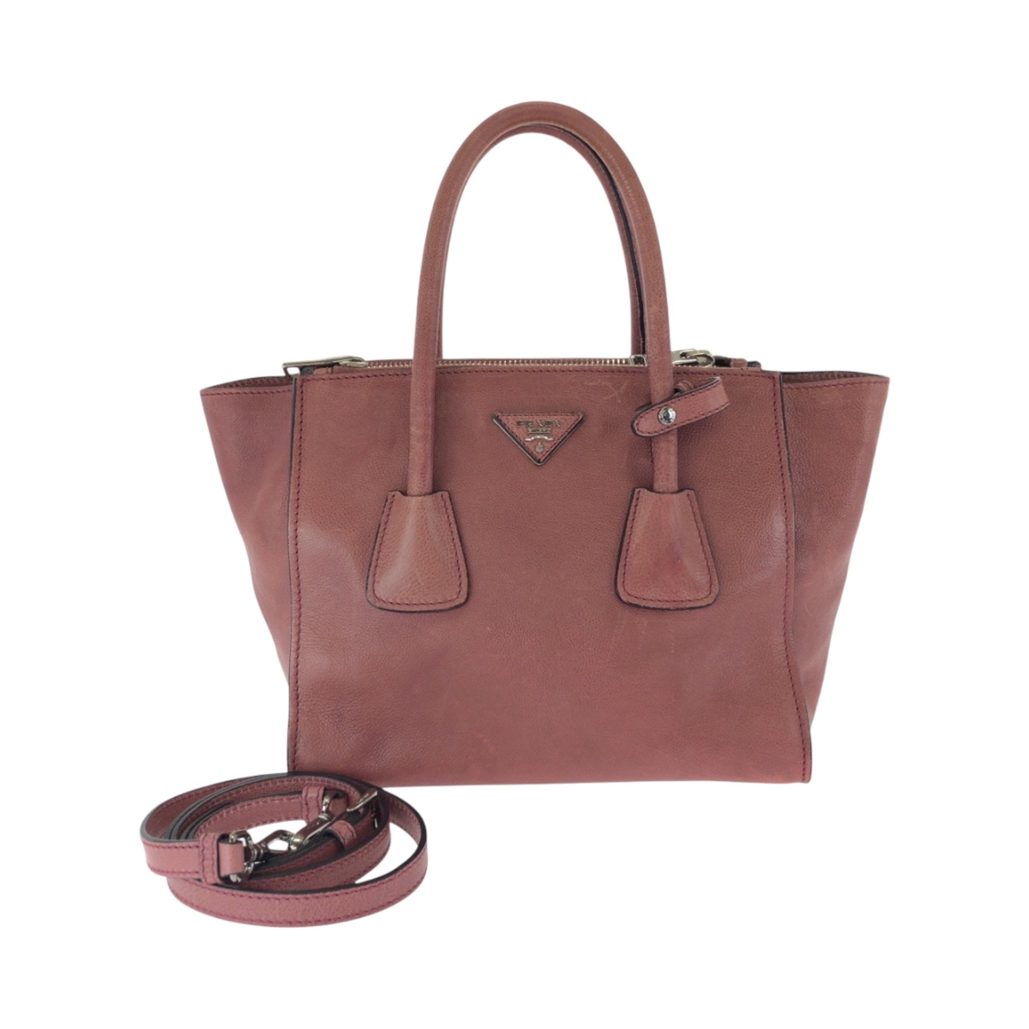 Pre-Owned PRADA Prada Triangle logo plate Dusty pink Silver hardware ...