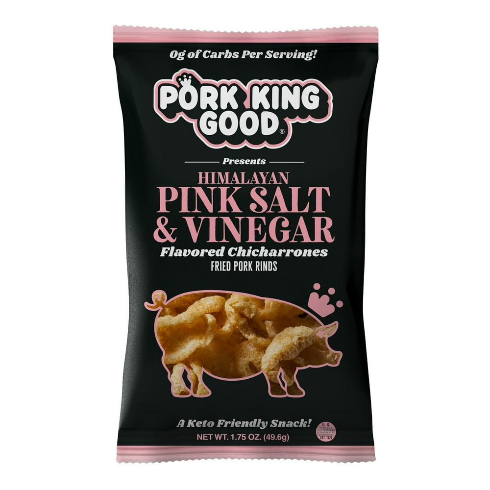 Pork King Good Himalayan Pink Salt And Vinegar Pork Rinds 4 Pack Keto Snacks