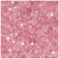 BeadTin Pale Pink Transparent 6mm Faceted Round Plastic Craft Beads ...