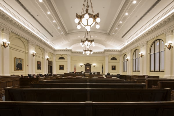 Print: Courtroom, Edward T. Gignoux U.S. Courthouse, Portland, Maine ...