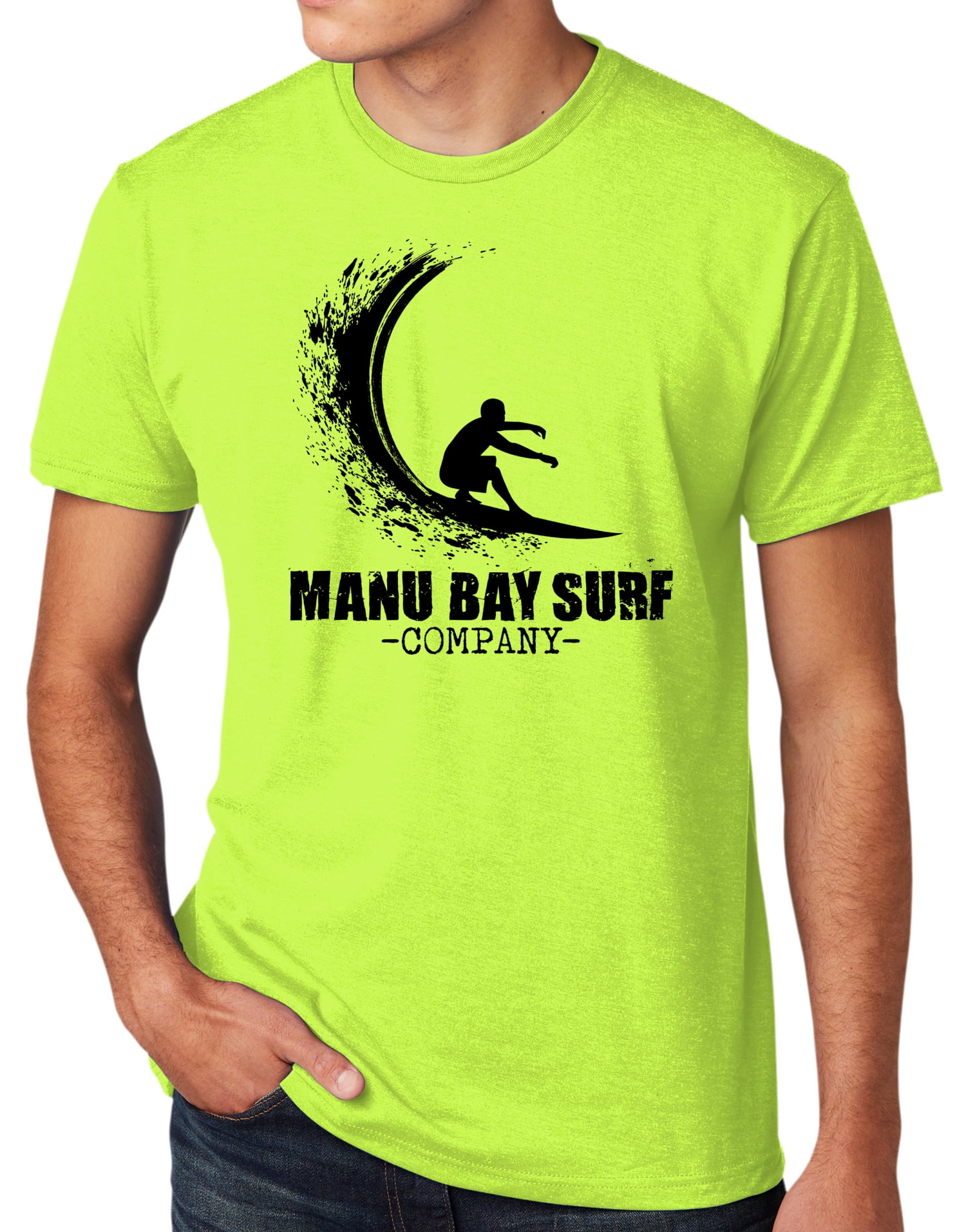 Manu Bay Surf Company BLACK WAVE Mens High Visibility Surfing T-shirt ...