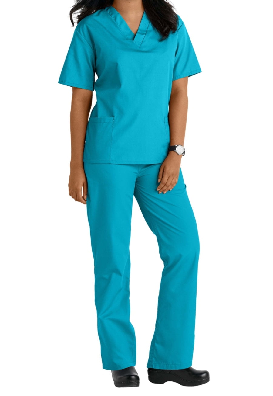 Two Piece Scrub Set (Water Blue, XXX-Large) - Walmart.com