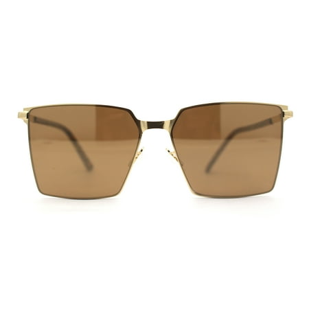 Mens Slim Metal Rim Modern Slick Rectangular Mogul Sunglasses Gold ...