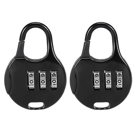 3 Digit Combination Padlock, 3mm Shackle Dia, Zinc Alloy Locks Black ...
