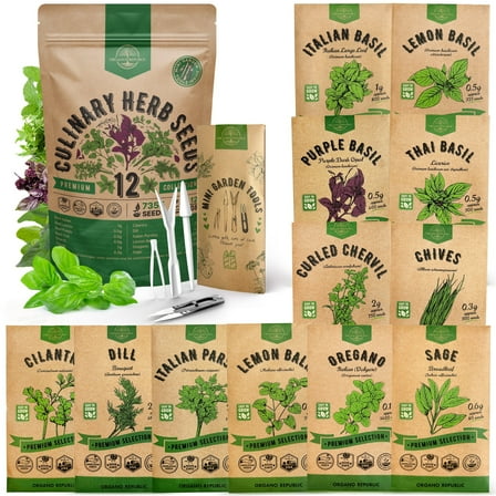 Heirloom Vegetable & Herb Seeds Set (43) - 100% Non-GMO Sprouting Veg ...