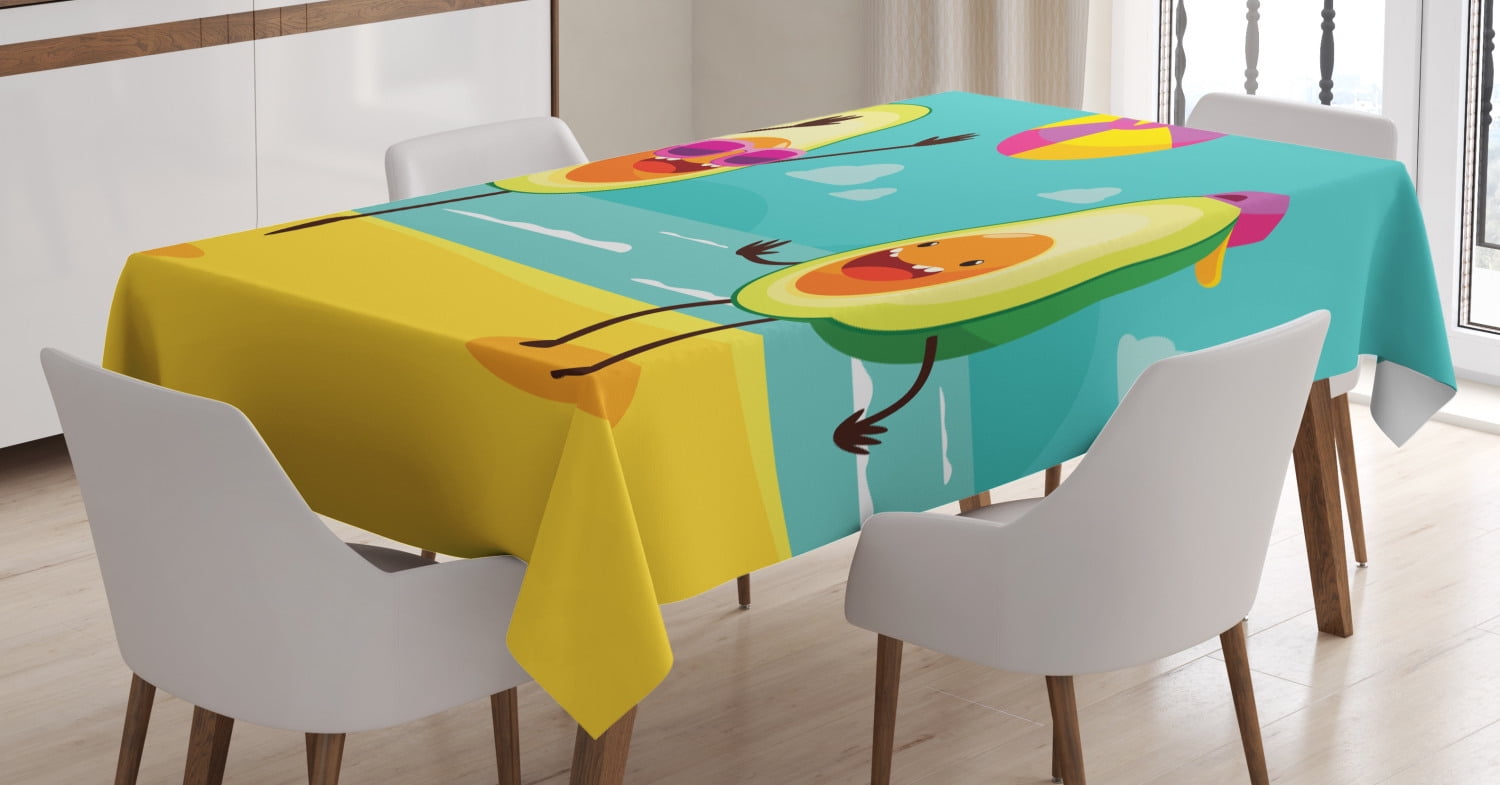 Avocado Tablecloth, Illustration of Two Avocados Playing Volleyball at ...