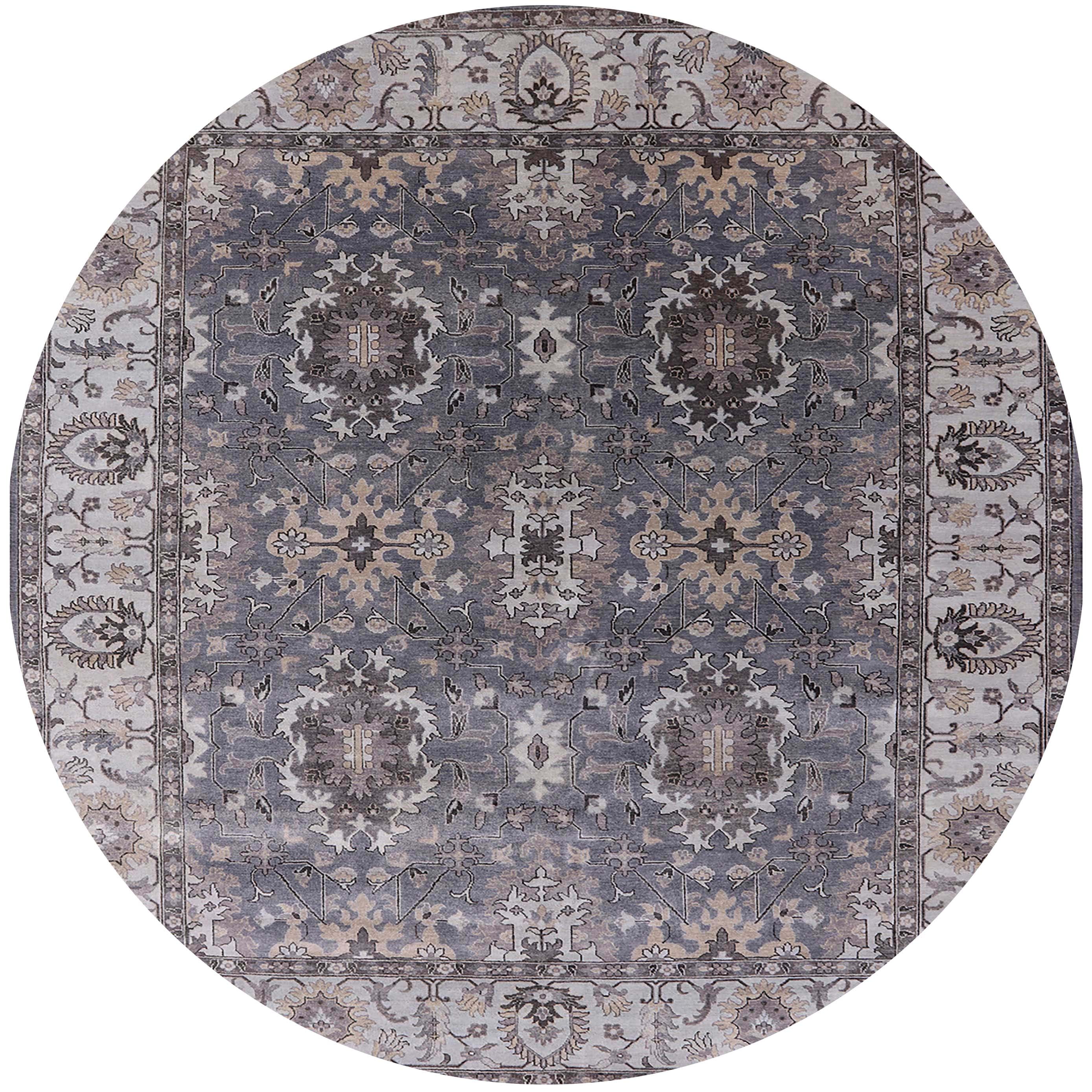 Ahgly Company Indoor Round Mid-Century Modern Carbon Gray Oriental Area ...