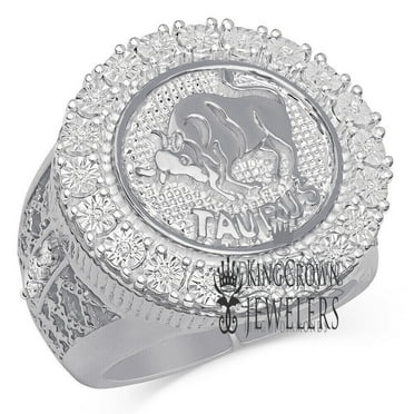 Taurus Bull Astrology Sigil Engraved Brushed Silver Tungsten Ring, 6mm ...