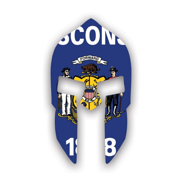 Wisconsin Flag Spartan Helmet Sticker Decal - Self Adhesive Vinyl ...