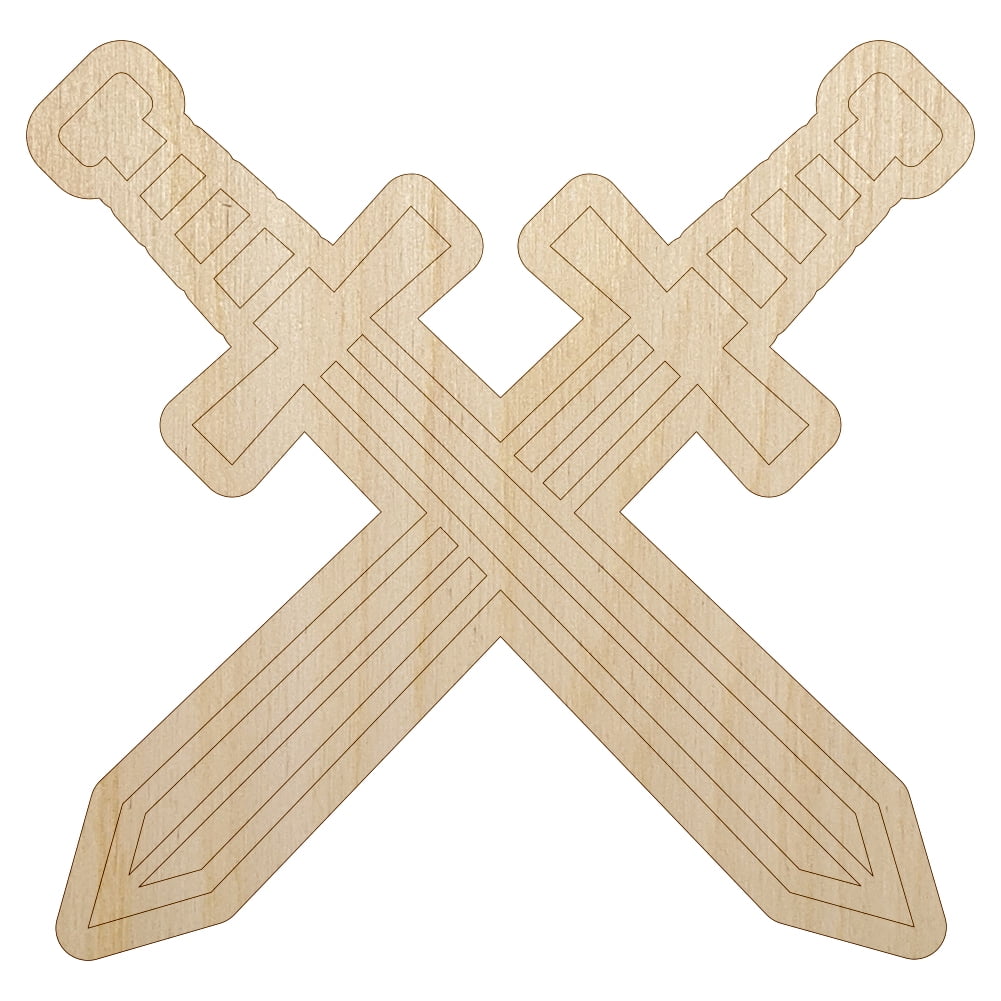 Crossed Swords Battle Icon Wood Shape Unfinished Piece Cutout Craft DIY ...