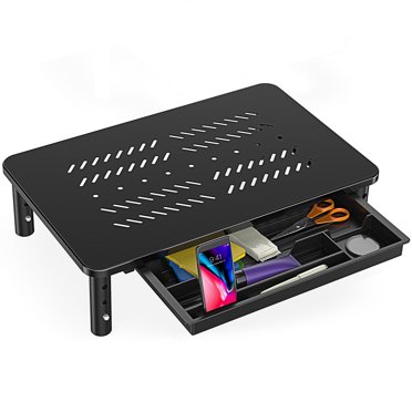 PERLESMITH Dual Monitor Stand Riser with Adjustable Length & Angle ...