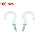 1-Inch White Vinyl Coated Screw-in Ceiling Hooks, Nickel Plated Metal ...