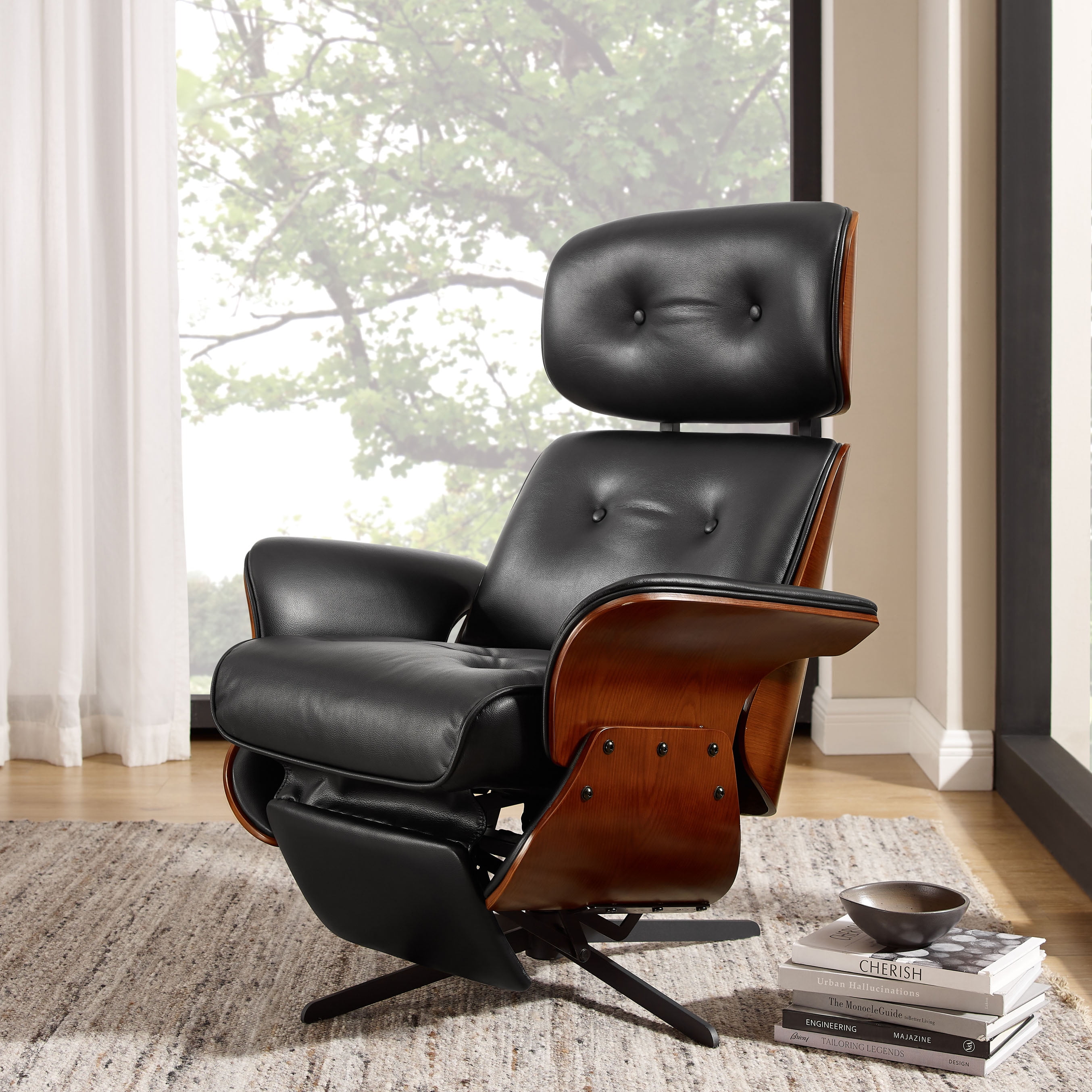 Art Leon Power Recliner Chair,Faux Leather Swivel Deep Upholstered ...