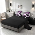 Manfei Abstract Grid Full Size Bedding Sets, Plum Purple Checkered Full ...