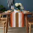 Boho Orange Table Runner, and Brown Striped Geometric Retro Farmhouse ...