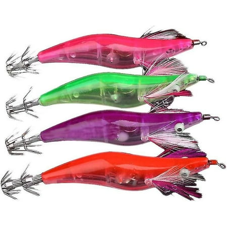 Fishing Lure - Pack For 4 10.5cm Shrimp Flashing Led Light Squid Jig ...
