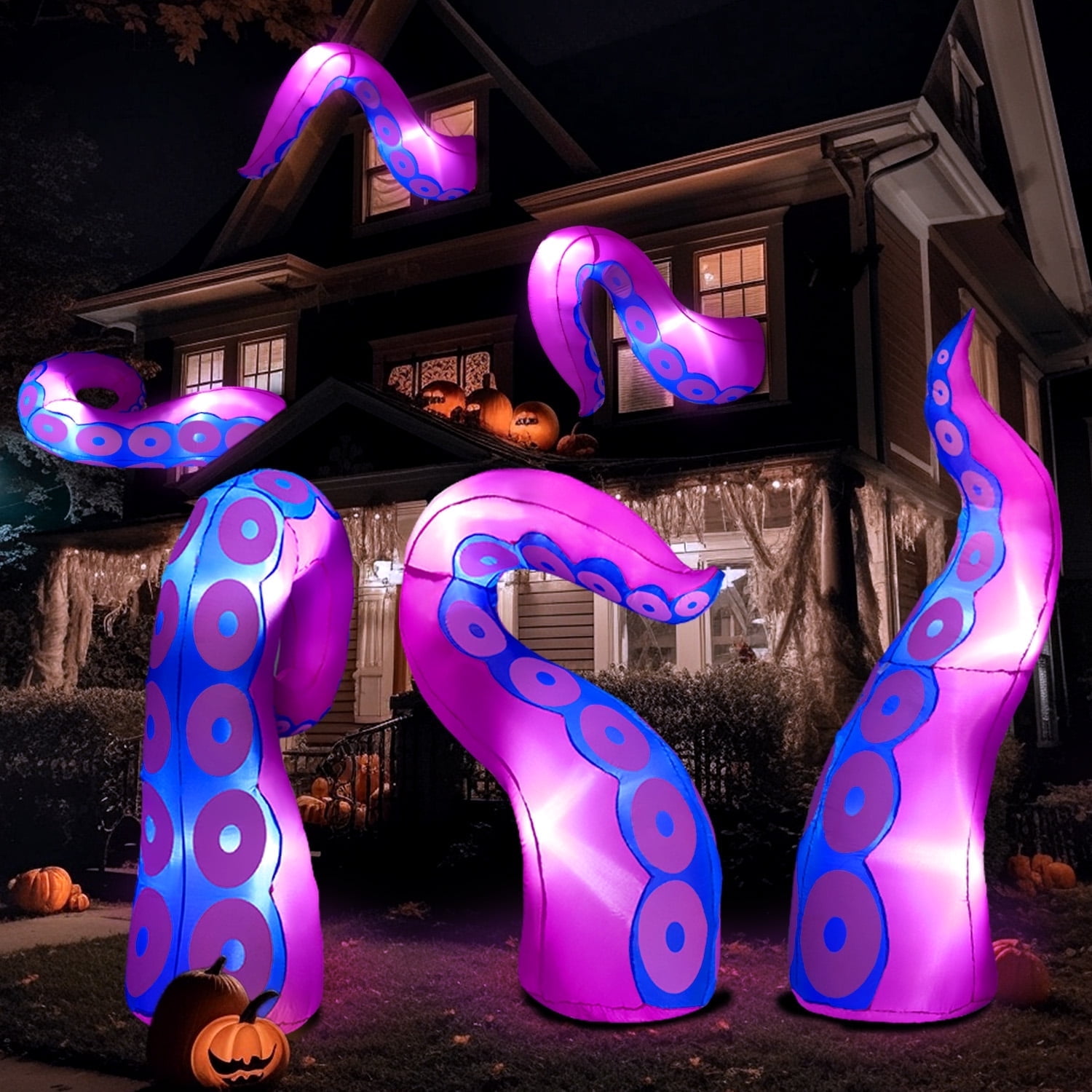 Joyfy 3Pcs Halloween Inflatable Octopus Tentacle, 4.5 ft, 5 ft, 6 ft ...