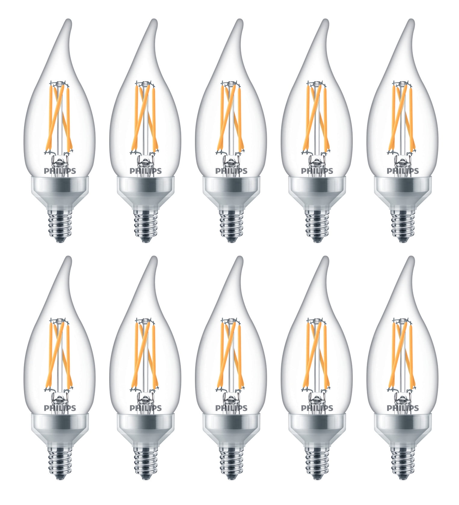 (10 bulbs) Philips LED BA11 Decorative Candle bulb, 25 watt equivalent ...