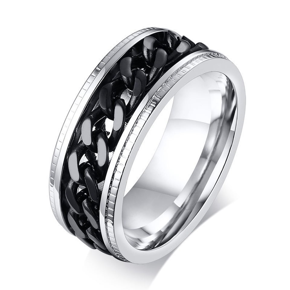 Click here for Chicfine Mens Fidget Black Rings With Center Curb... prices