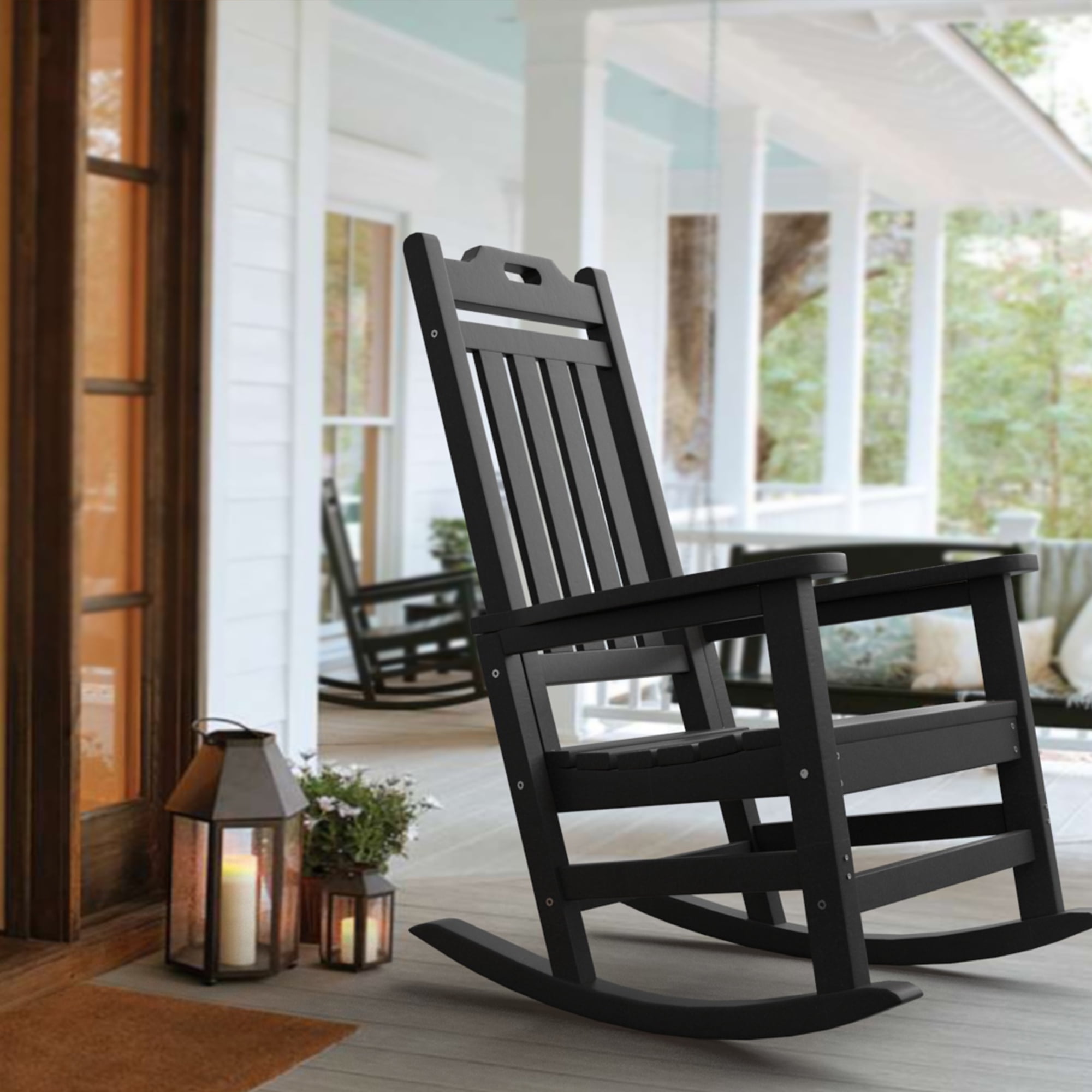 RESINTEAK New Classic Outdoor Rocking Chair, All Weather Resistant ...
