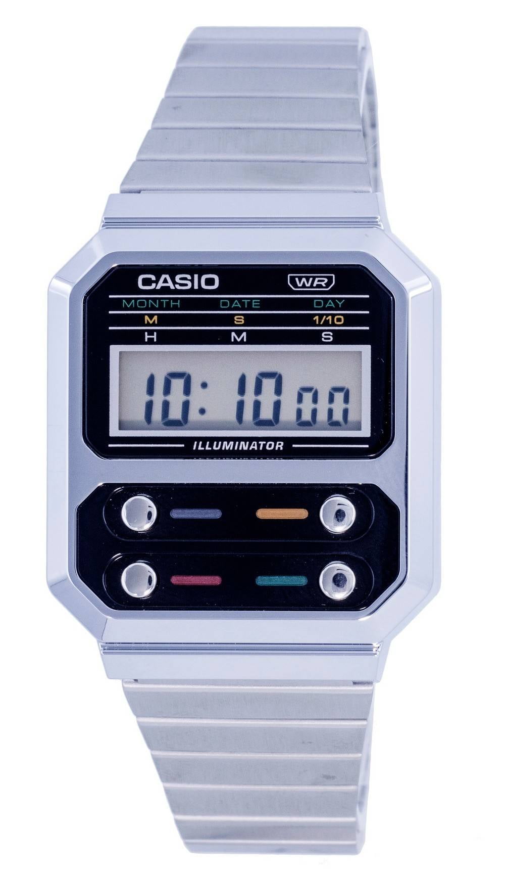 Casio Vintage Digital Stainless Steel A100WE-1A A100WE-1 Men's Watch ...