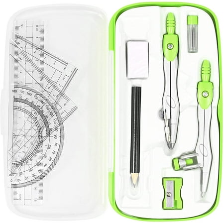 HTWW Math Geometry Kit Sets 10 Piece Student Supplies with Shatterproof ...