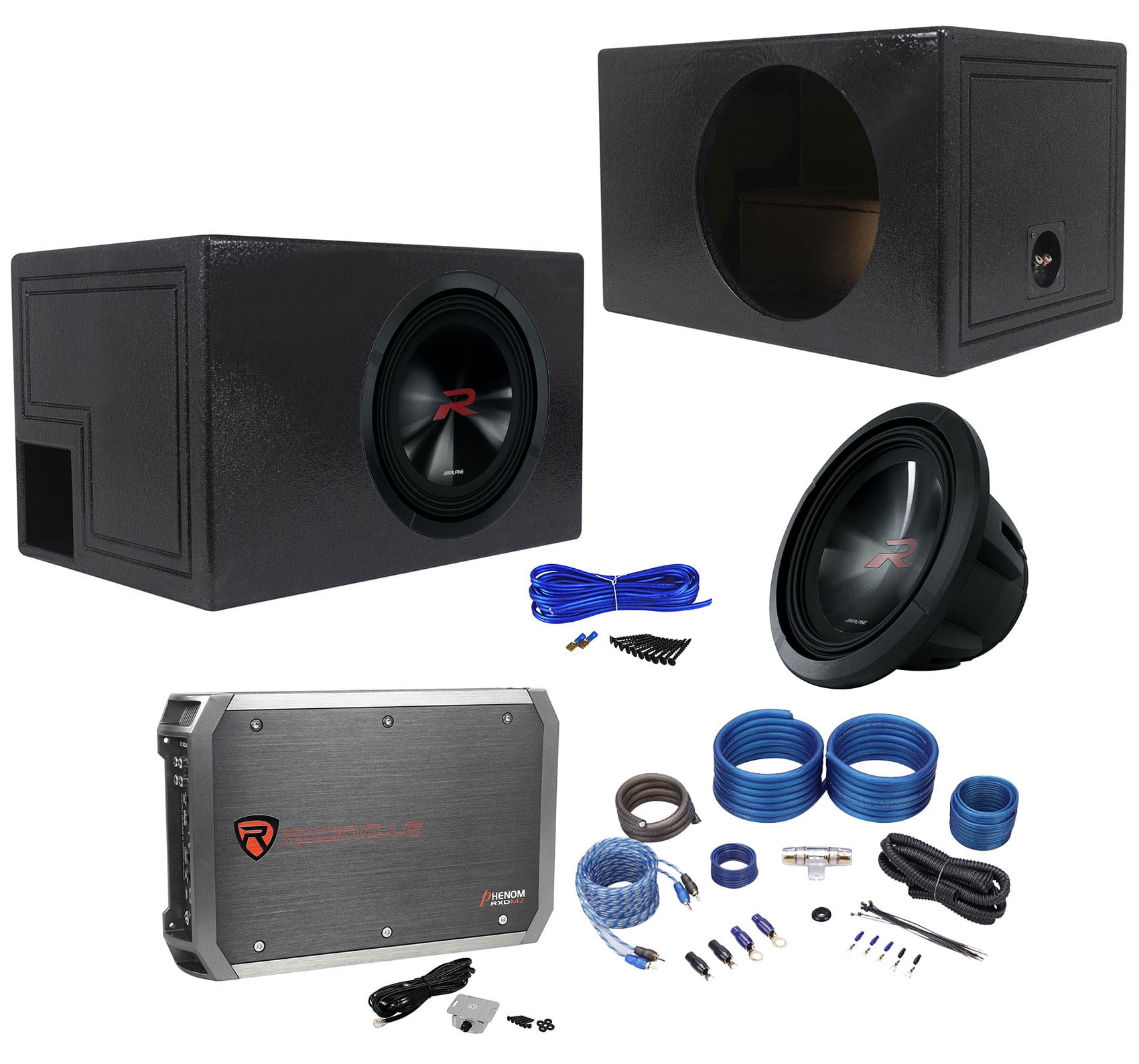 Alpine Type-R R2-W12D2 12" 750w RMS Subwoofer+Vented Box+Mono Amplifier ...