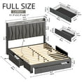 ANCTOR Full Size Bed Frame with Upholstered Storage Headboard, 3 Drawers, Charging Station ...