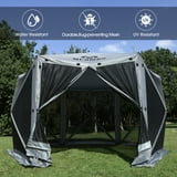 MCombo 6-Sided Gazebo Portable Pop up Tent Canopy (6-8 Persons), Gray ...