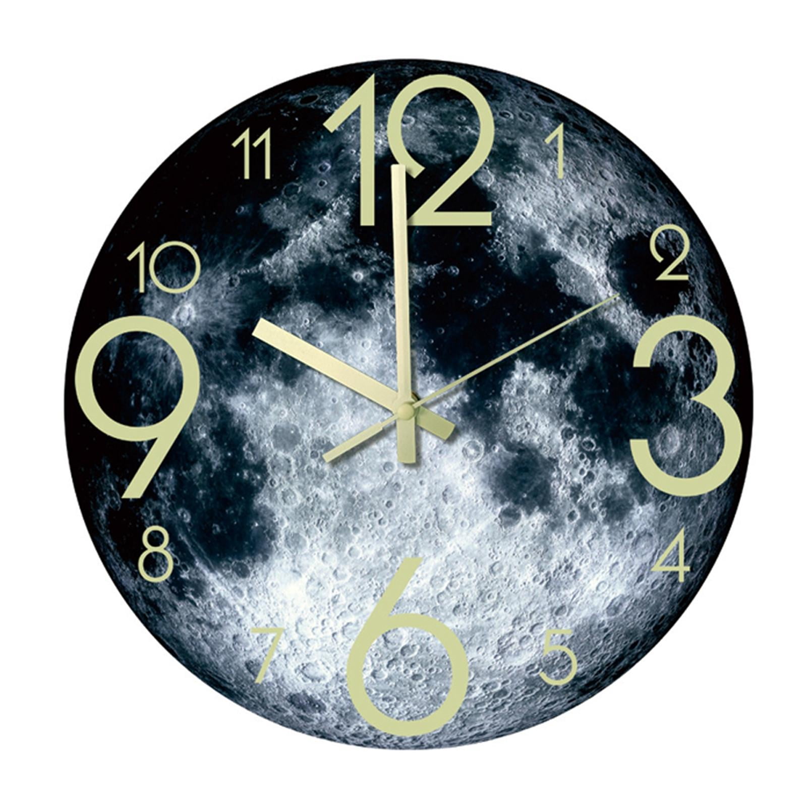 30cm Large Round Modern Luminous Wall Clock The Stick Clocks Moon ...
