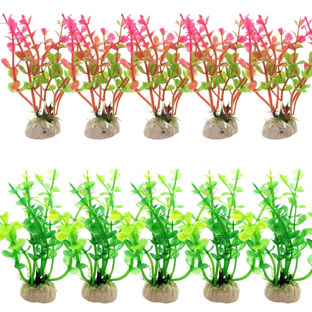 10 pieces of high plastic plants, used for fish tank decoration ...
