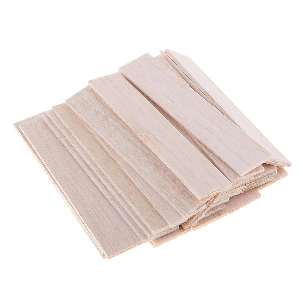 Natural Round Balsa Wood Woodcraft Flat Sticks Dowel 30 Pieces 90mm ...