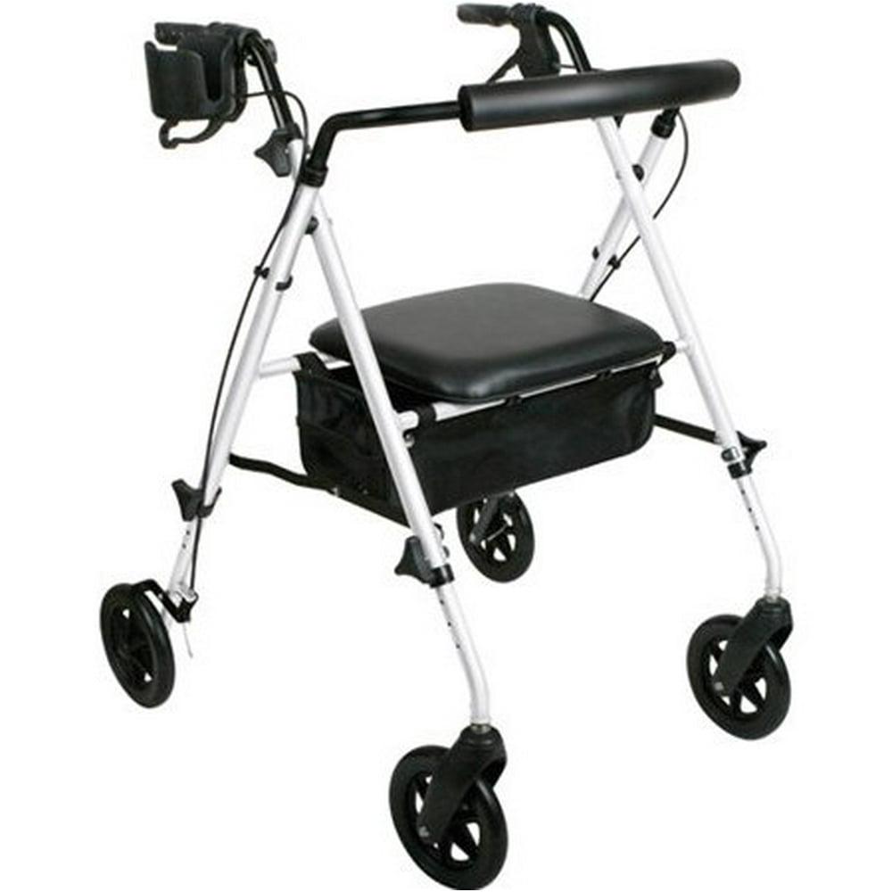 Medline Luxe Rollator, Folding Rolling Walker, 300lb Weight Capacity, 7 ...