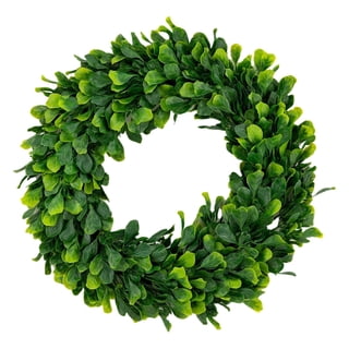 Artificial Greenery Wreath Small 9inch Green Leaves Boxwood Wreath for ...
