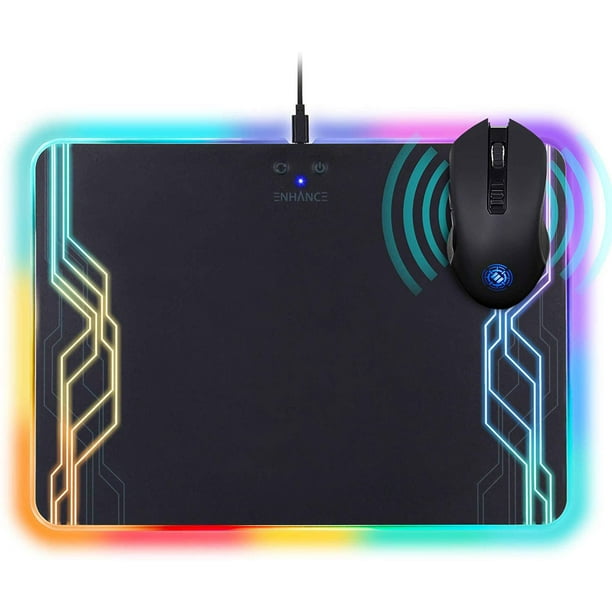 ENHANCE PowerUP Wireless Charging LED Mouse Pad + Gaming Mouse Bundle ...