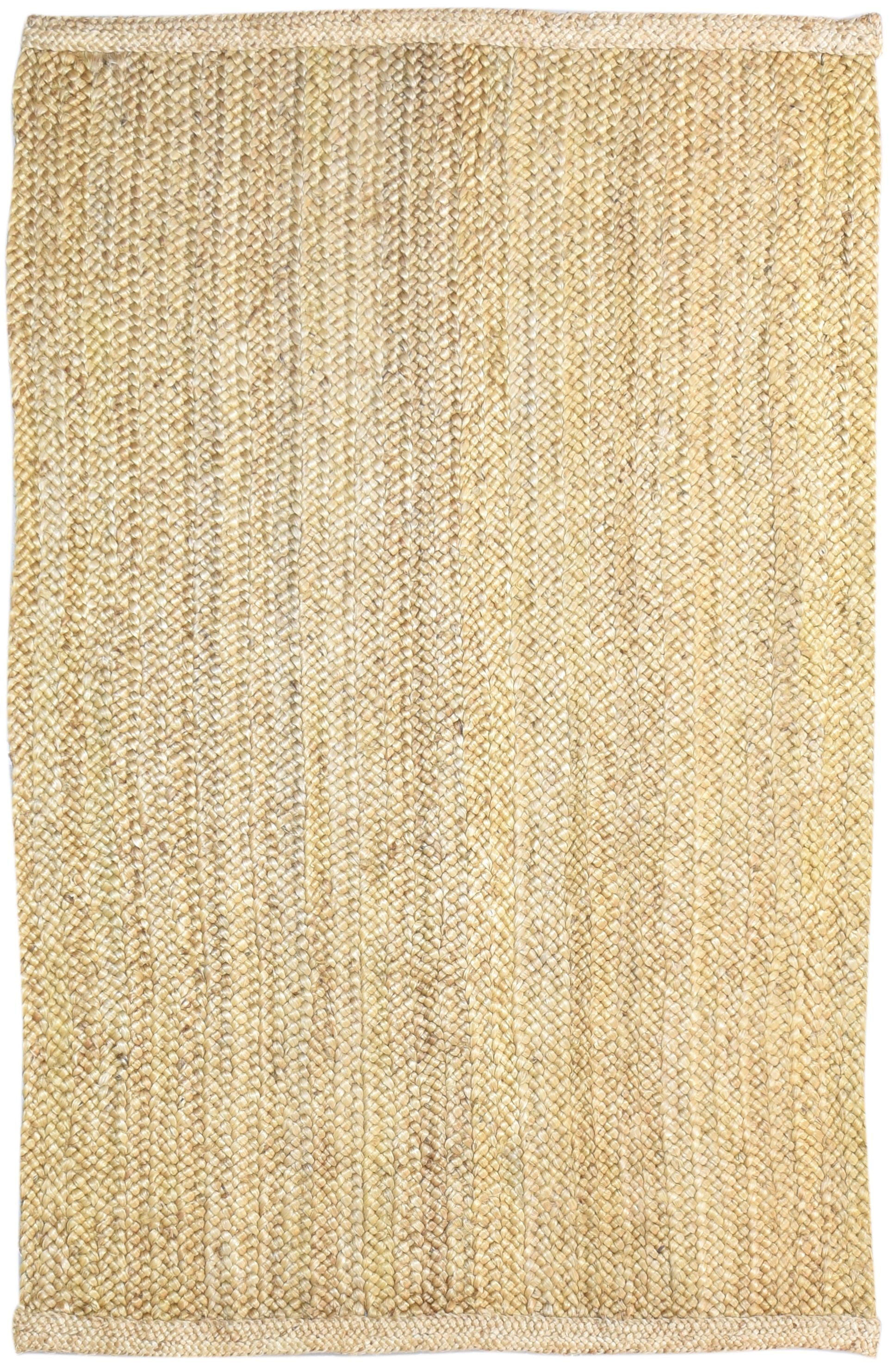 Hand Woven Beige Jute Rug 5' X 8' Modern Scandinavian Solid Room Size ...