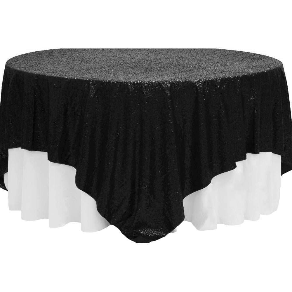 1 Pc, Glitz Sequin Table Overlay Topper 90"X90" Square - Black For ...