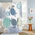 Bathroom Shower Curtain Summer Ocean Life Shell Turtle Coral Waterproof ...