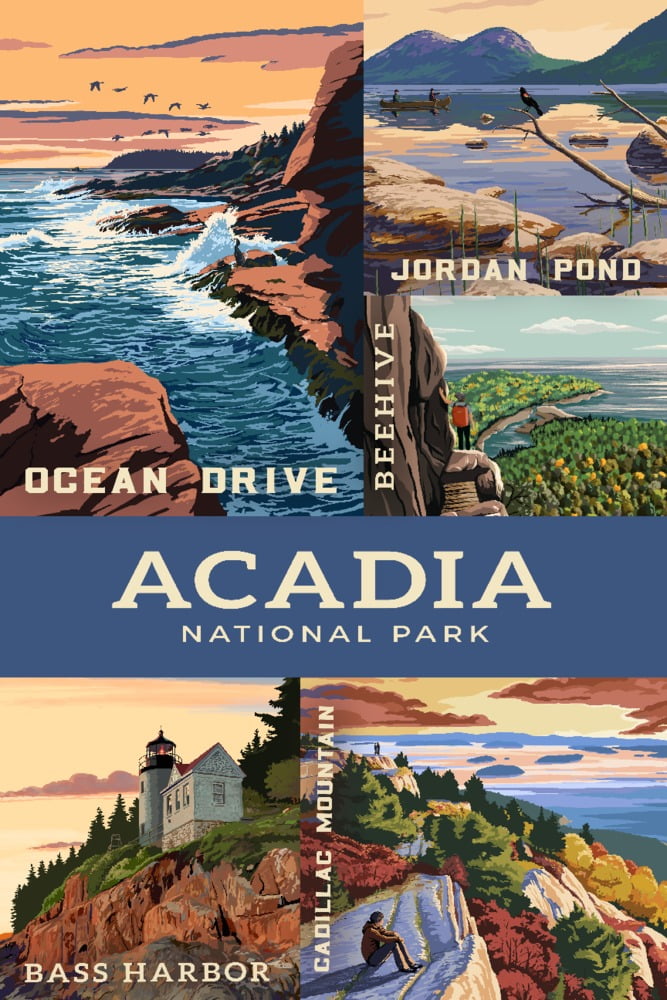 Acadia National Park, Collage (16x24 Giclee Gallery Art Print, Vivid ...