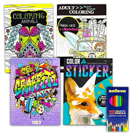 Adult Coloring Books Value Set -- 4 Assorted Coloring Books for Adults ...