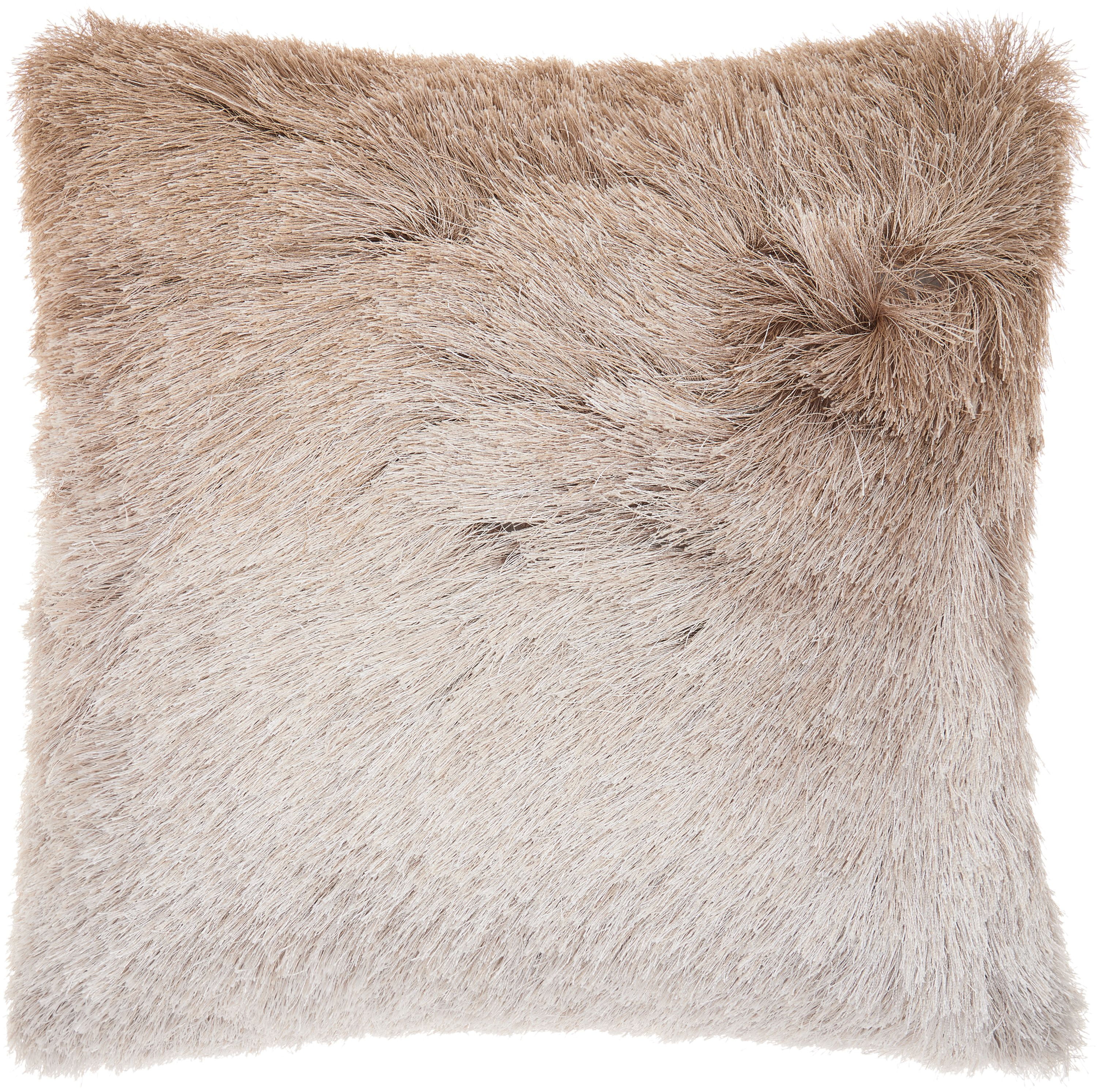 Nourison Illusion Shag Decorative Throw Pillow, 20" x 20", Beige/Silver ...