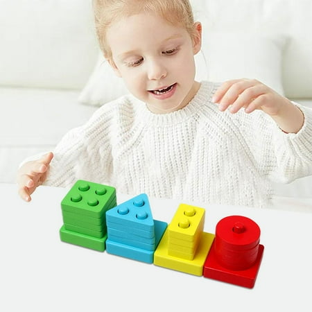 Chunky Geometric Block Sorting Shape Sorter Educational Development 4 ...