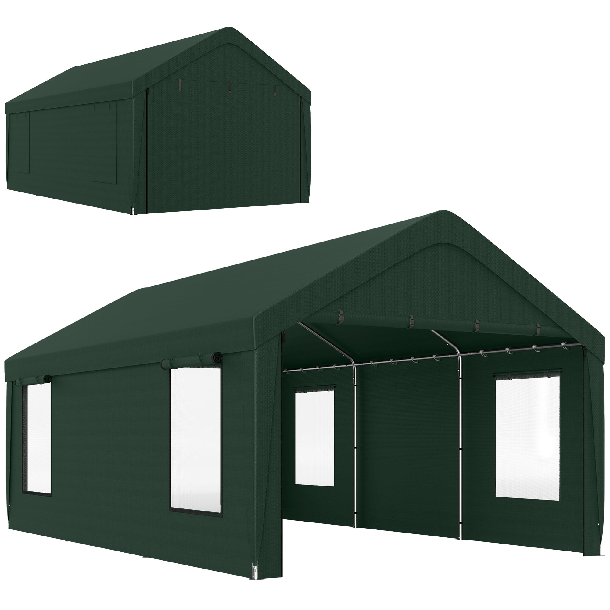 Click here for Outsunny Carport  12 X 20ft Portable Garage  Dark... prices